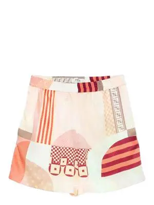Fendi Patchwork-print Silk Shorts - Pink