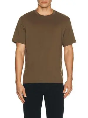 FRAME Short Sleeve Light Cotton Tee In Green - Deep Olive