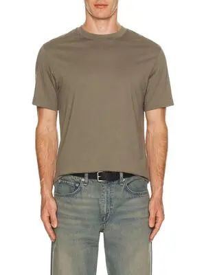 FRAME Light Cotton Tee In Brown - Smokey Green