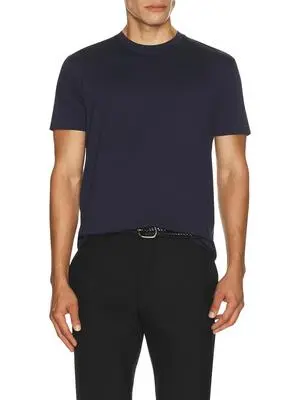 TOM FORD Lyocell Cotton Short Sleeve Crew Neck In Blue - Ocean Cavern