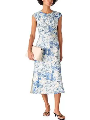 Whistles Rome Print Midi Dress - Blue/multi
