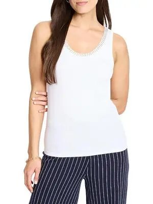 NIC+ZOE Shimmer Trimmed Tank Top - Paper White