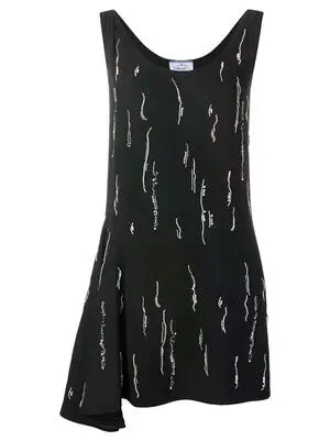 Prada Embellished Asymmetric Dress - Black