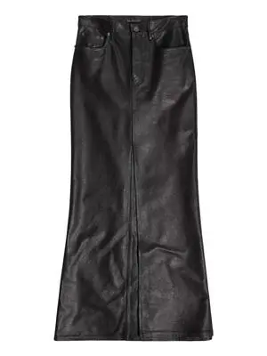 Balenciaga Leather Maxi Skirt - Black