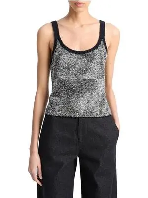 Vince Textured Micro- Italian Cotton-blend Sweater Tank - Blue