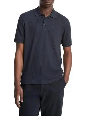 Vince Variegated Pima Cotton Polo Shirt - Blue
