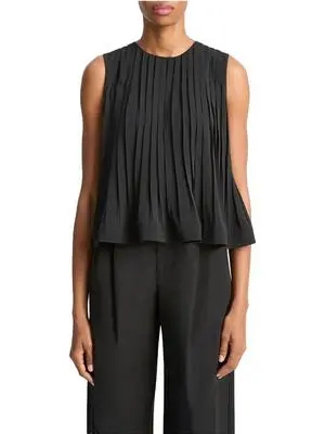 Vince Pleated A-line Top - Black