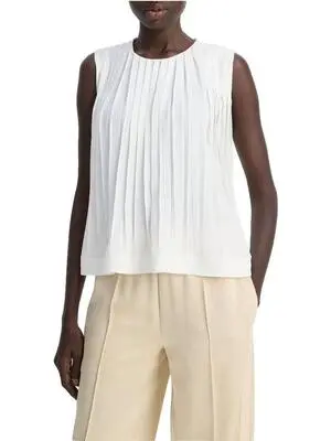 Vince Pleated A-line Top - White
