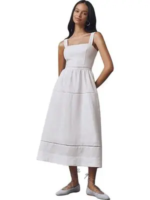 REFORMATION Everett Linen Midi Dress - White