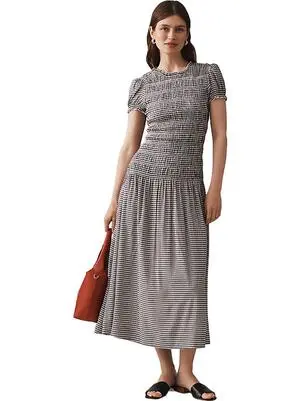 REFORMATION Kiria Puff-sleeve Smocked A-line Maxi Dress - Remy Check