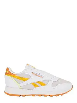 REEBOK Classic Leather Sneaker - White  Sunbaked Clay & Electric Amber