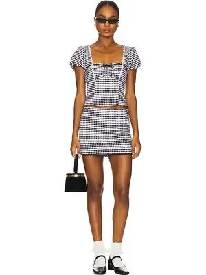 MORE TO COME Vittoria Mini Skirt Set - Black Gingham