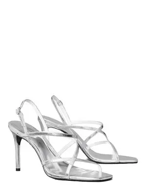 Tory Burch Multi-strap Heeled Sandal - Silver