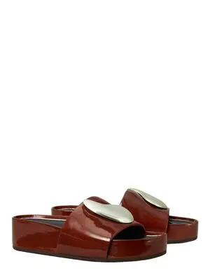 Tory Burch Patos Platform Slide - Russet Brown/silver
