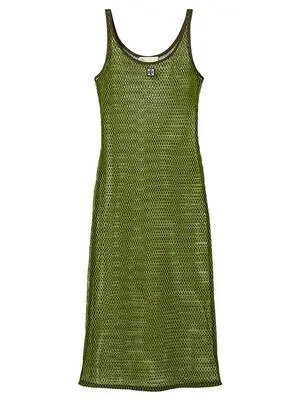 Tory Burch Mesh Tank Dress - Deep Chocolate/vivid Lime
