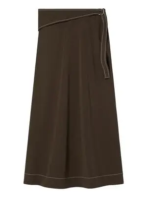 Tory Burch Belted Jersey Skirt - Deep Chocolate