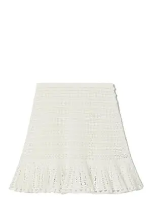 Tory Burch Crochet Knit Mini Skirt - White