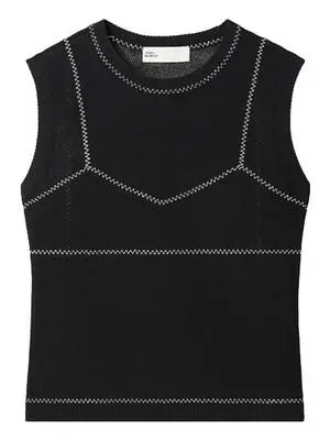 Tory Burch Cotton And Nylon Mesh Top - Black