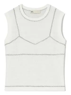 Tory Burch Cotton And Nylon Mesh Top - White