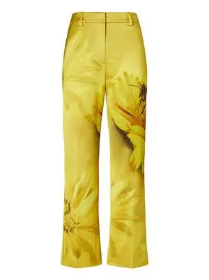 Tory Burch Printed Satin Trouser - Yellow Bee