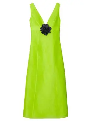Tory Burch Sleeveless Silk Organza Dress - Vivid Lime