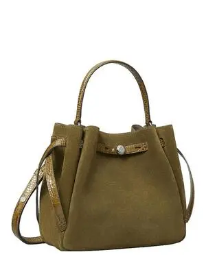 Tory Burch Romy Suede Bucket Bag Deep Olive