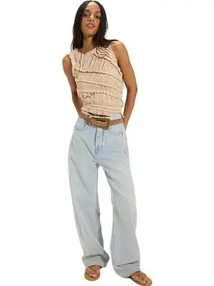 Free People We The Free Truro Baggy Puddle Jeans - Beach Please