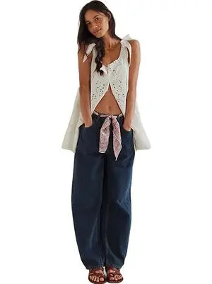 Free People We The Free Truro Baggy Puddle Jeans - Deep Seas