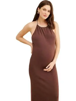 EMILIA GEORGE Emmi Halter Midi Dress - Chocolate
