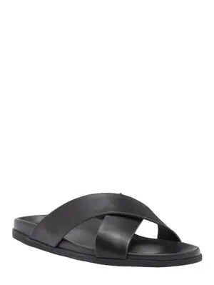 BLAKE MCKAY Jake Cross Strap Leather Sandal - Black