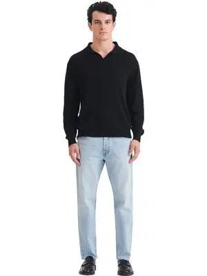 Naadam Lightweight Cashmere Relaxed Polo Black