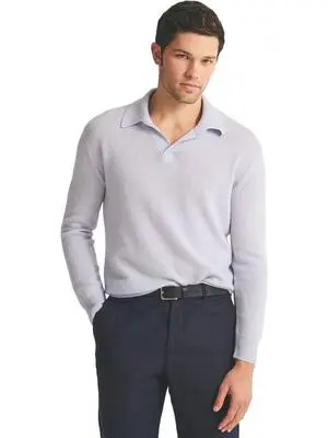 Naadam Lightweight Cashmere Relaxed Polo - Ice Blue