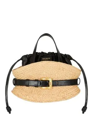 Balmain Shuffle Mini Bag In Raffia - Brown