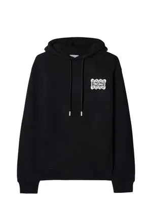 Off-White Lace Logo Appliqué Cotton Hoodie - Black
