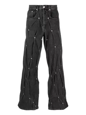 KUSIKOHC Multi-rivet Straight-leg Jeans - Black
