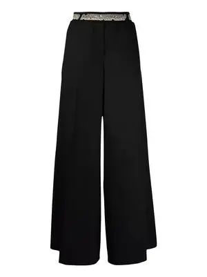 Stella McCartney Logo-waistband Palazzo Trousers - Black