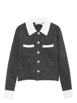 SELF-PORTRAIT Cashmere-blend Cropped Cardigan - Grey