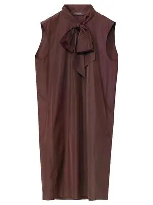 Fabiana Filippi Taffeta Pussy-bow Collar Dress - Red