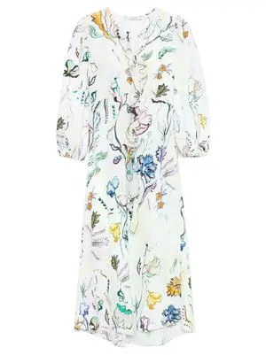 Dorothee Schumacher Floral Power Midi Dress - White