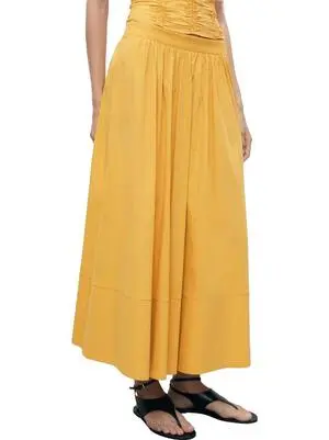 Mango Cotton-blend Skirt - Mustard