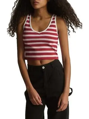 Brooklyn Industries Striped Rib Crop Tank Garnet Stripe