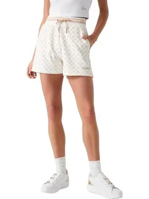 Guess Tie Waist Printed Shorts - Open White