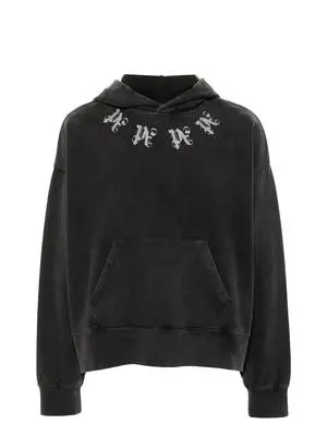 Palm Angels Monogram-print Cotton Hoodie - Grey