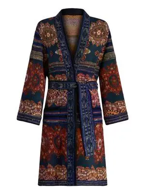 Etro Paisley-print Belted Trench Coat - Blue