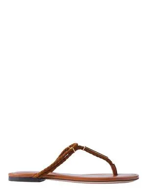 TOM FORD Lilly Braided Suede T-bar Sandals - Brown