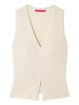 THE ELDER STATESMAN Nora Lite Ribbed Cotton Tank - Cream
