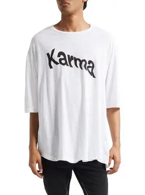 UNDERCOVERISM Karma Asymmetric Oversize Graphic T-shirt - White