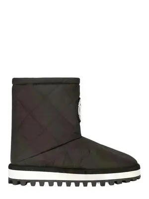 Dolce & Gabbana Quilted Snow Boots With Logo Detail - Black