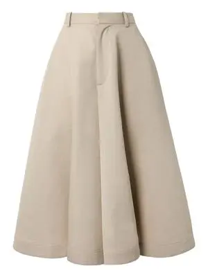 Bottega Veneta Cotton And Silk-blend Twill Midi Skirt - Neutrals