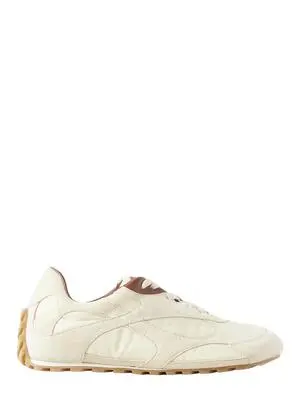 Bottega Veneta Orbit Leather-Trimmed Suede And Shell Sneakers Neutrals